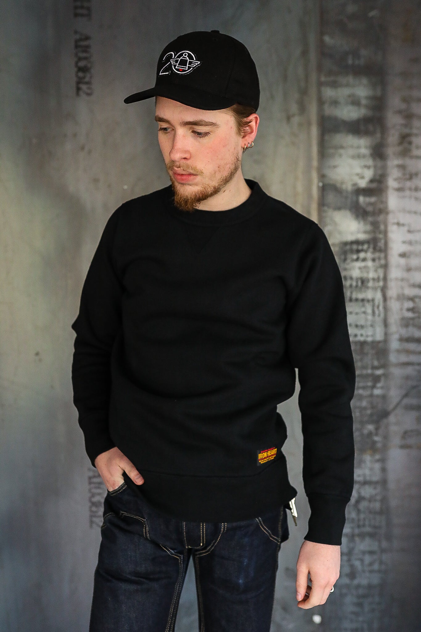 14oz Ultra Heavyweight Loopwheel Cotton Crew Neck Sweat - Black IHSW-6 ...