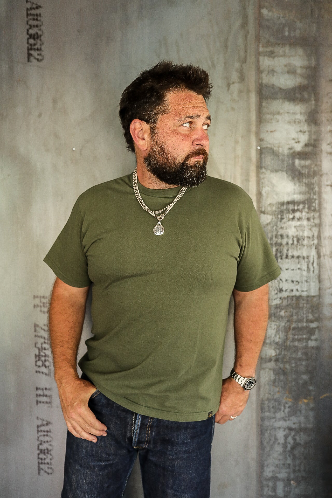 6.5oz Loopwheel Crew Neck T-Shirt With Longer Body - Olive IHT-1610L-O ...